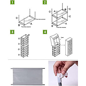 Smaworld 10 Tiers Shoe Rack - Non-Woven Fabric Shoe Storage Cabinet Narrow Shoe Shelf Large Shoe Rack Organizer for 45 Pairs for Floor Entryway Bedroom (Gray)