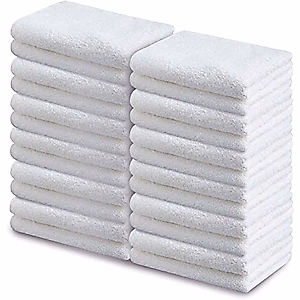 White Salon Towels Pack of 24 Gym Hand Towel, 16 x 26 inch Cotton Not Bleach Proof Salon Towels Ring Spun Cotton Maximum Softness and Absorbency, Easy Care
