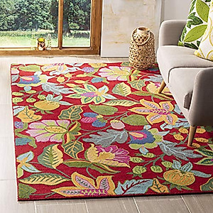 SAFAVIEH Jardin Collection 8' x 10' Red / Multi JAR951A Handmade Floral Premium Wool Area Rug
