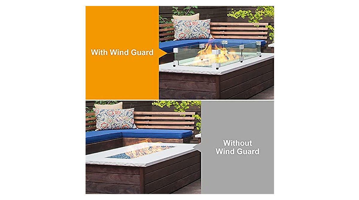 BQMAX Fire Pit Glass Wind Guard - Durable & Easy to Install