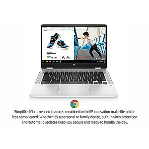 HP Chromebook X360 14b 14/inch HD 2-in-1 Touchscreen(Intel Celeron N4500,4GB RAM,128GB Storage(64GB eMMC + 64GB SD Card),Webcam)Home&Education Laptop,13.5-Hr Battery Life,IST SD Card,Chrome OS Silver