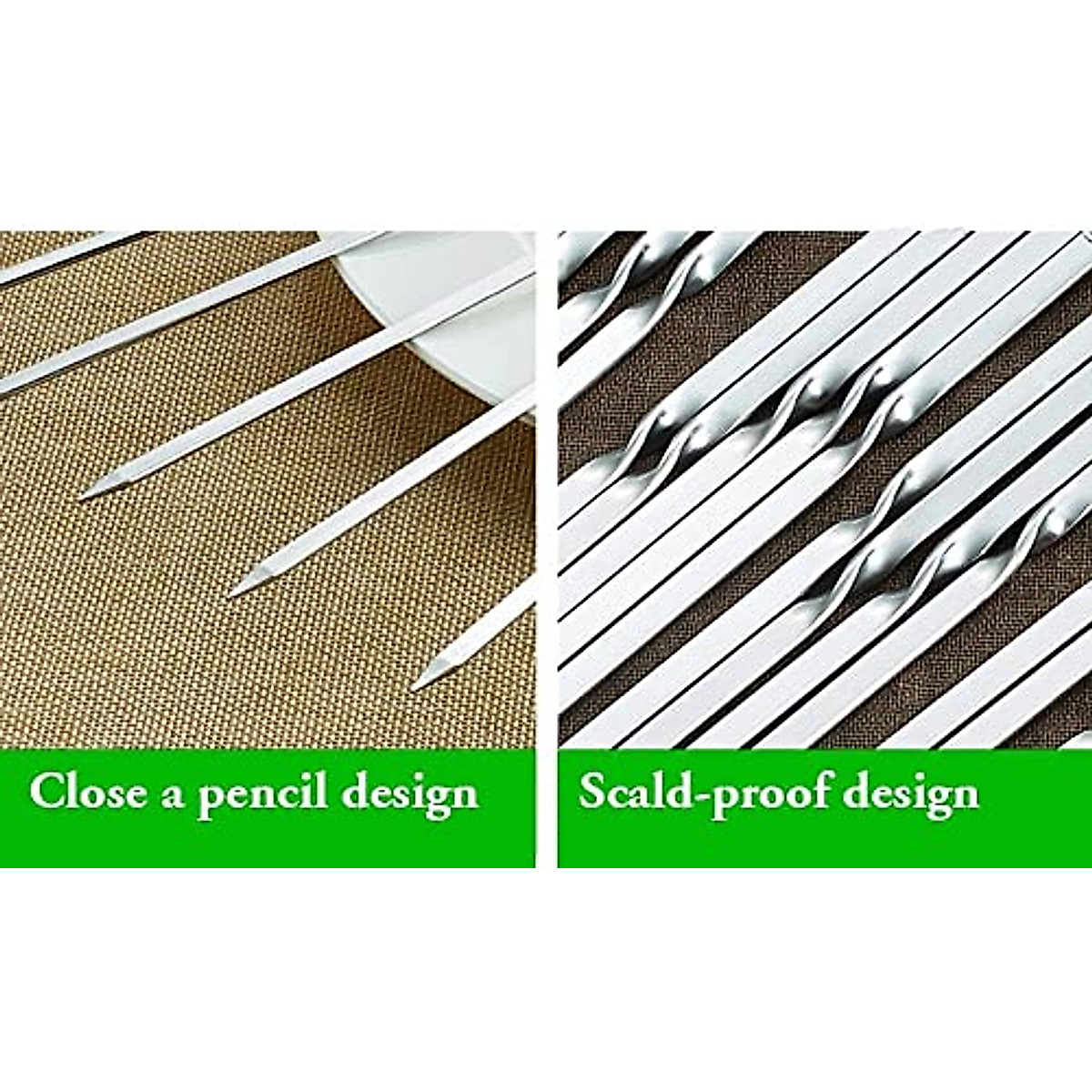 Killer's Instinct Outdoors Flat Metal Grilling Skewers Wider Thicker Stainless Steel Reusable BBQ Sticks Barbecue Skewers 14’’0.16’’0.05’’ Set of 24 Barbecue Sticks Metal Kebab Skewers For Grilling