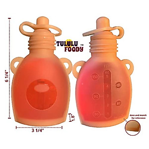 TULULU Foody Reusable Food Pouches Silicone-4pack/5oz-Refillable Homemade Food Storage Containers Kids Squeezy Pouch-Soft Reusable Baby Food Pouches for Toddlers