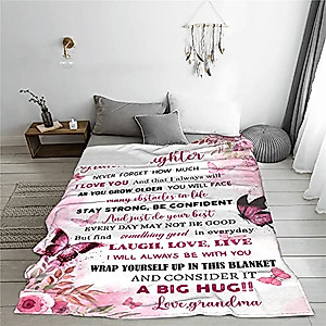 RIEDIOVS Granddaughter Gifts Blankets-to My Granddaughter Blanket-Granddaughter Gifts from Grandma-Birthday for Granddaughter 60" x 50" Throw Blanket -1