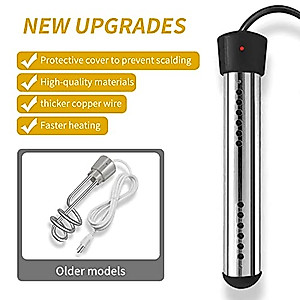 2000W Immersion Water Heater,LISTENJIALE Submersible Water Heater with 304 SS Guard,Bucket Heater with LCD Thermometer Heat 5 Gallons of Water in Minutes,Immersion Water Heater for Bathtub