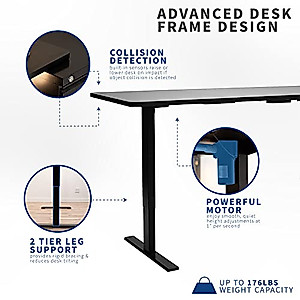VIVO 60-inch Electric Height Adjustable 60 x 24 inch Stand Up Desk, White Solid One-Piece Table Top, Black Frame, Home & Office Furniture Sets, B0 Series, DESK-KIT-B06W