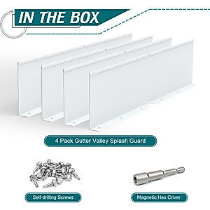 Daisypower Gutter Valley Splash Guards,4 Pcs Foldable Rainwater Roof Rain Diverter Downspout Gutter Guards for House Shingle Straight Roofs Corner