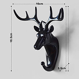 Animal Head Key Hooks Decorative for Wall Creative Resin Hook Hanger (Pack 6) Animal Shaped Coat Hat Hook Wall Hanging Wall Hook Decorative Gift (Black)