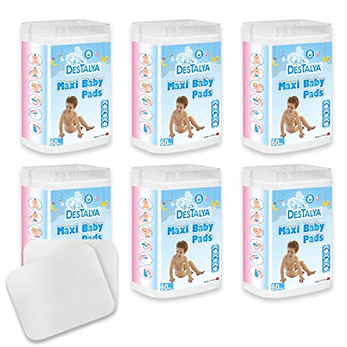 DESTALYA Baby Cotton Pads for Diaper Change - Large Cotton Squares for Sensitive Skin - Disposable Cleansing Wipes - Soft Washcloths for Personal Care, Makeup Removal (Maxi Pads 360)