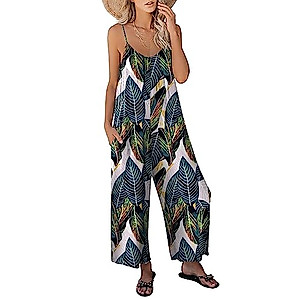 ANRABESS Women's Loose Casual Sleeveless Adjustable Spaghetti Strap Jumpsuits Stretchy Wide Leg Rompers with Two Pockets A370-shuye-L