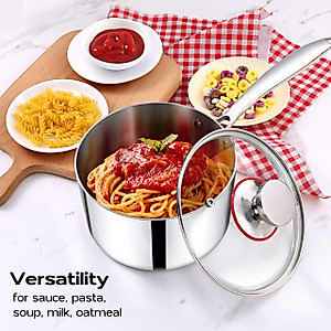 Onader 3QT Sauce Pan with Lid Triply Stainless Steel Saucepan Cooking Pot