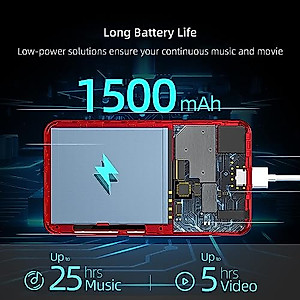innioasis 16GB MP3 Player with Bluetooth and WiFi, Spotify, Pandora, Amazon Music, Audible, 4" Touch Screen Android Streaming MP3 MP4 Player (Red_Black)