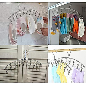Magik Stainless Steel Laundry Drying Rack Clothes Socks Hanger w/ 10 Clips(3 Pack)