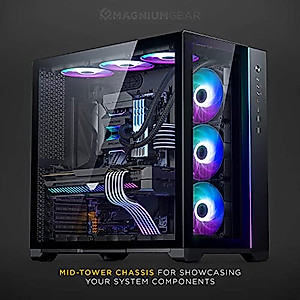 MagniumGear (MG-NE620Q_DBK02) NEO Qube 2, Dual Chamber ATX Mid-Tower, Digital-RGB Lighting, Front I/O USB Type C, Tempered Glass Panels, Black