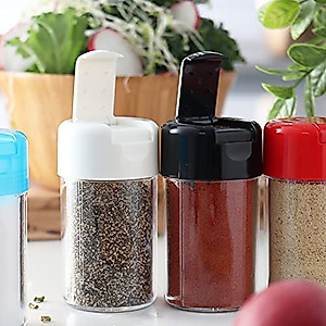 Set of 2 - Plastic Salt and Pepper Shakers with Hinged Lid, No Spill Lunch Bag Camping Picnic Moisture Proof Spice Dispenser, Seasoning Container Pourer w/Cover, 3.5 oz.