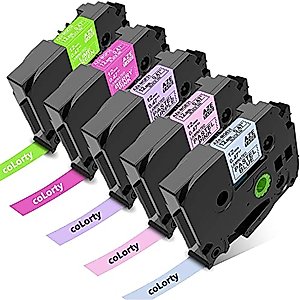 Replacement for Brother P-Touch Label Maker Tape TZe 12mm 0.47 Inch Laminated TZ Colored Tape Compatible with Brother P Touch Label Maker PT-D210 PT-H110 PT-1880 PT-D400, 1/2" x 26.2', 5 Pack