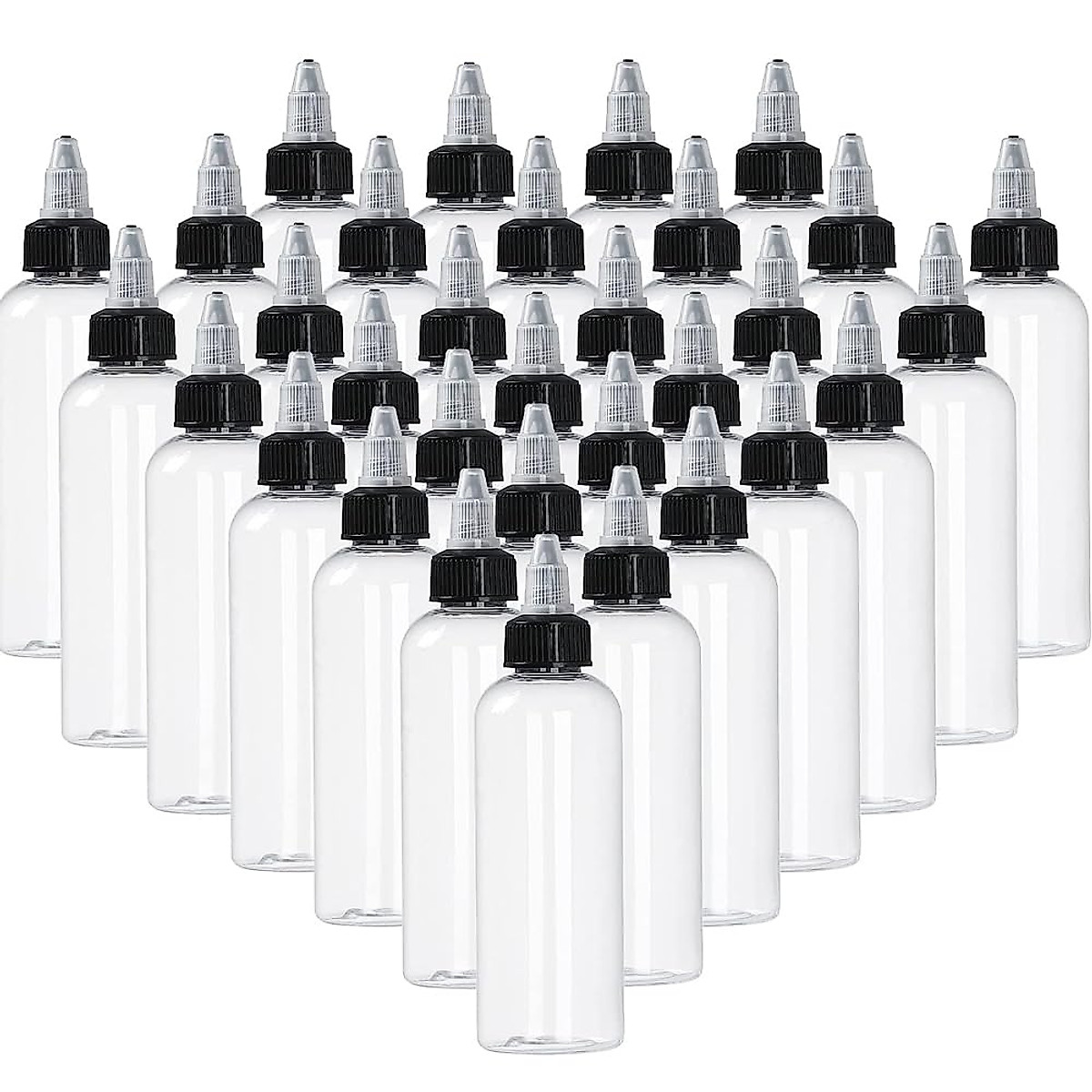 HUIZHU 10Pcs 2oz/60ml Plastic Dispensing Bottles with Twist Top Cap Boston Round LDPE Bottles,Twist Top Squeeze Bottles for Crafts,Kitchen,Household(60ml)