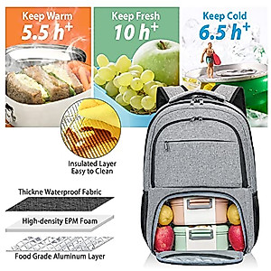 BIKROD Lunch Backpack, Business Anti Theft Durable Travel Laptop Backpack Gift for Men Fit 17 Inch Laptop, Large School Backpacks for Teen Boys Water Resistant Back Pack