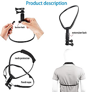 Mobile Phone Chest Strap Mount Action Camera Neck Holder for VLOG/POV, for iPhone 13 12 11 Pro Max Plus,Samsung,GoPro Hero 10, 9, 8, 7, 6, 5,DJI OSMO Action 2, AKASO,and Cell Phones (4 to 7in)