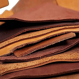 Leather Scrap Crafts 1 lbs Leather Scrap - Large Pieces of Full Grain Leather Cowhide Remnants Bag - Design & Make Crafts - Mixed Colors