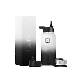 IRON °FLASK Iron Flask Wide Mouth Paracord Summer Bundle, Leak Proof, Durable, Insulated, Stainless Steel, Secure, Strong - 32oz Day & Night