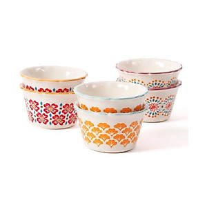 The Pioneer Woman Flea Market Scalloped 7 oz Ramekins, Assorted Designs, Set of 6