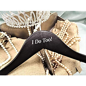 NAHANCO IDO20117 Bridal Hanger Set, White Wooden Hangers Imprinted with I Do and I Do Too, 17” (2 Piece Set)
