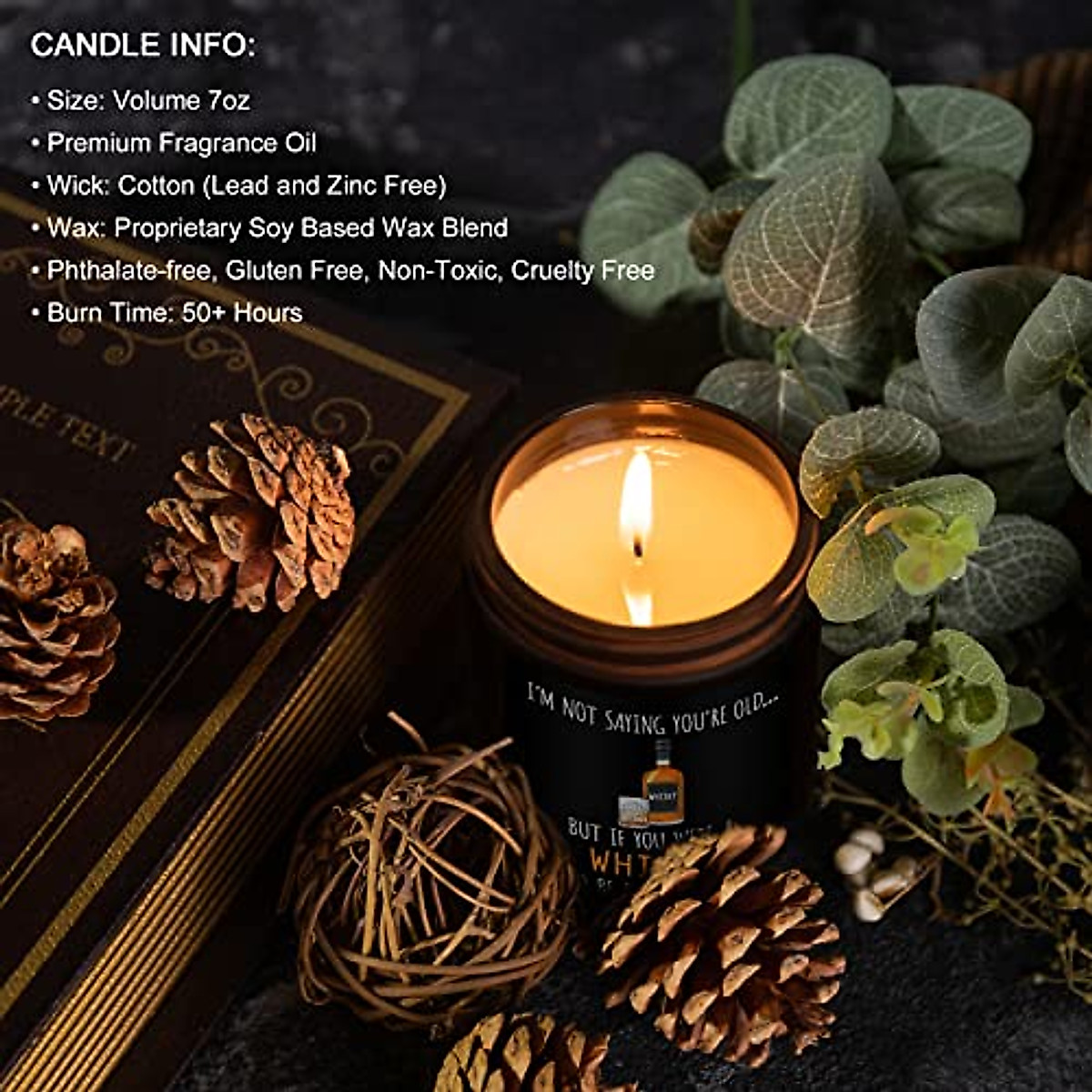 Gifts for Men- Funny Birthday Gifts for Husband Dad Boyfriend, Cute Joke Bday Candle Gifts for Family, Rude Old Age Gifts, Black Cedarwood & Juniper Scented Candles