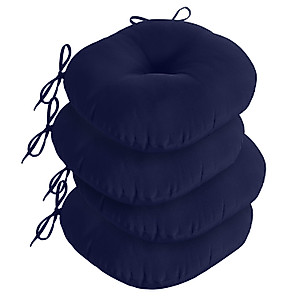 downluxe Round Outdoor Chair Cushions, Waterproof Memory Foam Bistro Patio Furniture Cushions 15" x 15", Navy, 4 Pack for Home Garden Furniture Decoration