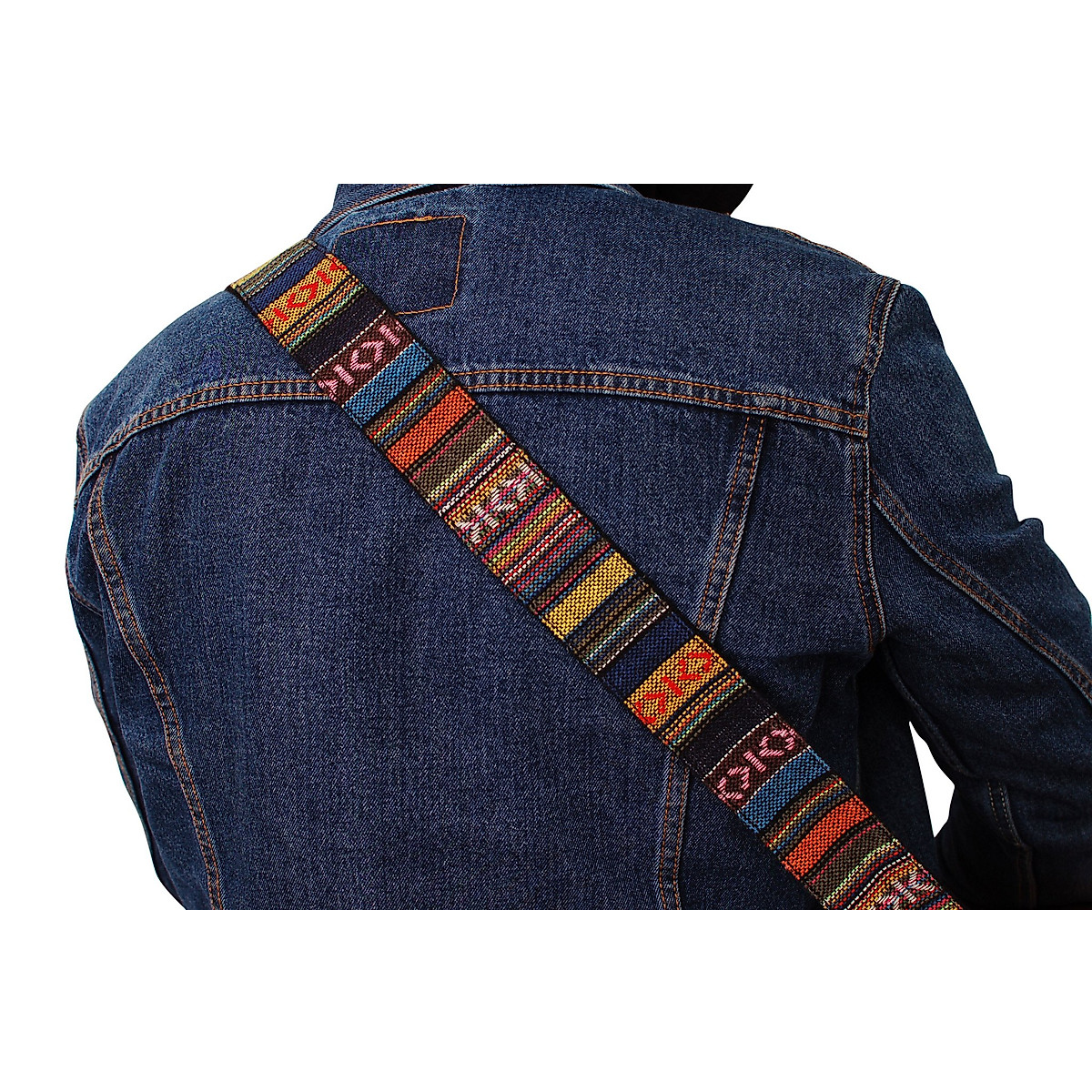 MUSIC FIRST Original Design, 2 inch width (5cm), Classic Country Style Yarn-dyed fabric & Genuine Leather Guitar Strap Electric Guitar strap