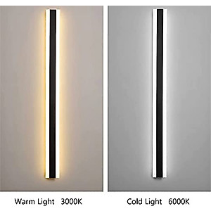 RILEWA Long Strip Wall Light Modern Outdoor Lighting Lamp, 110V 220V Hanging LED Lighting Fixtures，IP65 Waterproof Anti Rust,for Garden Porch,Bedroom Bedside,Hallway (Cold White, 24inch)