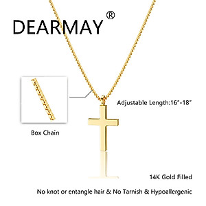 DEARMAY Dainty Gold Cross Necklaces for Women, 14K Gold Cross Necklace for Women Simple Small Gold Cross Pendant Necklace Thin Chain Choker Necklaces Jewelry for Women Gift