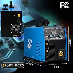 S7 200Amp MIG Welder - 4 in 1 Multiprocess Welding Machine for Gas/Gasless Welding, Lift TIG, and Stick ARC Welding - Dual Voltage 110V/220V