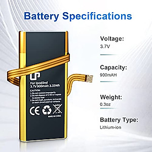 Battery for Apple iPod Video/Classic 5th Generation 30GB, LP 2-Pack 900mAh Replacement Battery for iPod G5 Compatible with 616-0227, 616-0229, 616-0230, 616-0392, 616-0412, EC008, EC008-1, EC008-2