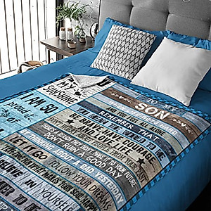 to My Son Gifts from Mom, Birthday Gifts for Son Gift for Valentine’s Day Christmas Graduation, Flannel Fleece Soft Cozy Throw Blankets Lightweight Warm Throws for Bed Sofa Couch 50"x60"