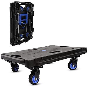 Push Cart Foldable Platform Hand Truck 300lb Weight Capacity with 360 Degree Swivel Wheels Can Splice Together, Black