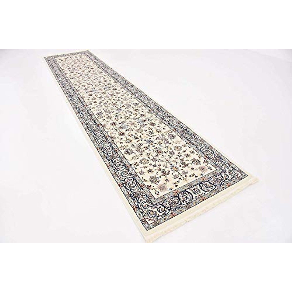 Unique Loom Narenj Collection Area Rug - Leeds (3' x 13' 1" Runner, Ivory/ Blue)