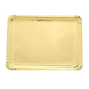 Efavormart 10 Pack | 15"x11" Gold Paper Cardboard Serving Trays, Rectangle Party Platters - 400 GSM