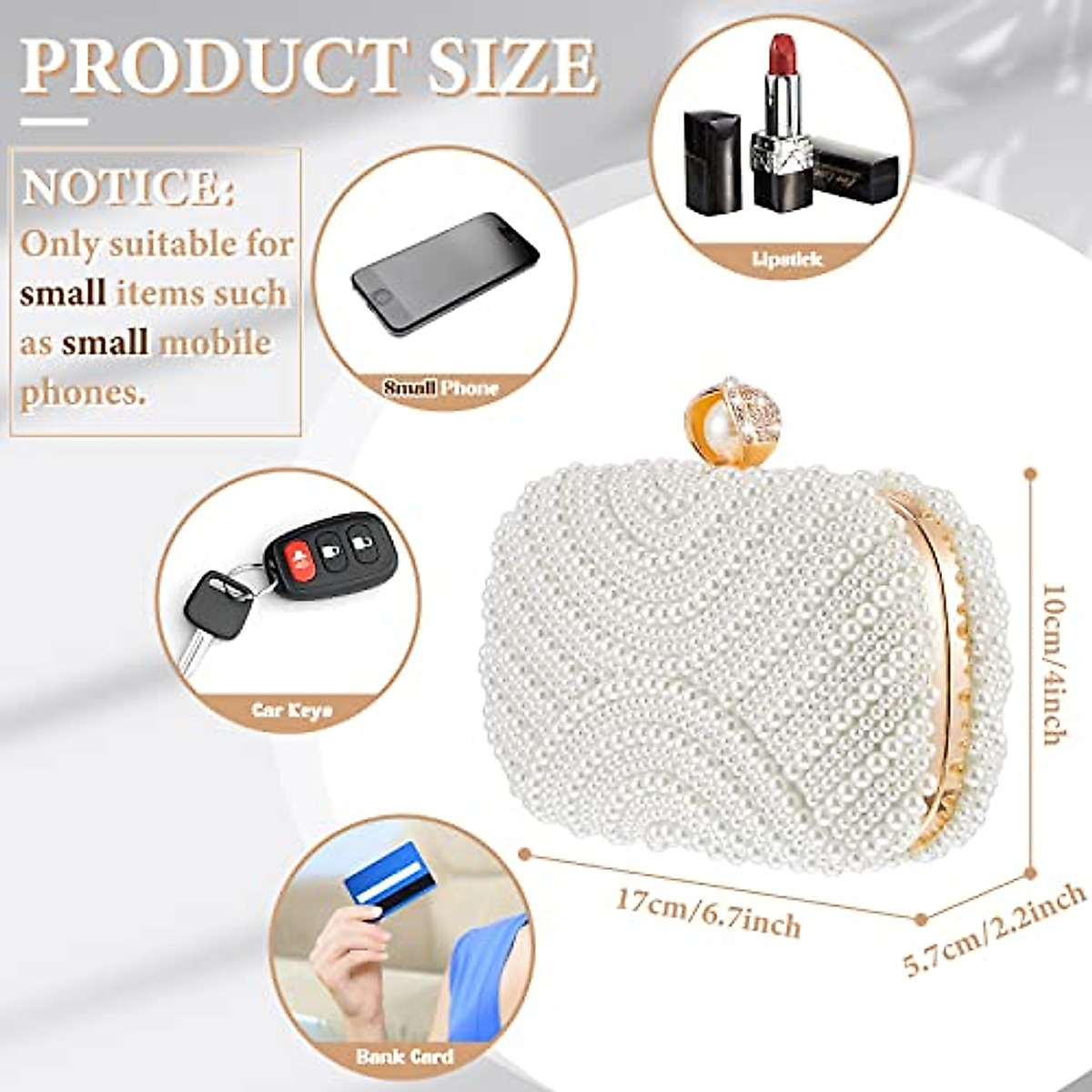 Women Evening Bags Pearl Clutch Bag Artificial Pearls Beaded Bride Purse Bridal Pearl Clutch with Chain Vintage Clutch Purses for Wedding Party