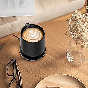 APEKX Auto On/Off Gravity-Induction Coffee Mug with Intelligent Temperature Control 113°F/45°C Cup Warmer Self-Heating with Wireless Charging Function Gifts for Home Office (Mug Included) Black