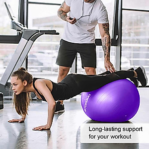 STOROMO Exercise Ball,Yoga Ball(with Exercise Tutorial)，Extra Thick Non-Slip,Holds 2500 lbs, Workout Ball for Pregnancy Birthing and Balance Stability (Purple, 45cm/17.7in)