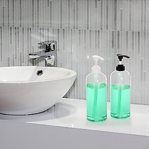 Bekith 16 Pack Empty Lotion Bottles with Black and White Pumps, 8oz Plastic Clear Round Bottles Containers for Creams, Hand Soap, Body Wash