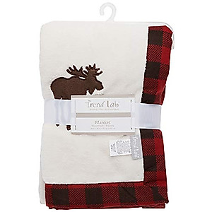 Trend Lab Northwoods Framed Soft Fleece Receiving Blanket, Moose Applique, 30x40 Inch (Pack of 1)