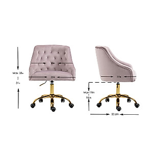 ZOBIDO Comfy Home Office Task Chair with Wheels, Cute Modern Upholstered Velvet Seashell Back Adjustable Swivel Vanity Desk Chair, for Women, for Girls, Living Room, Bedroom(Lilac Purple)