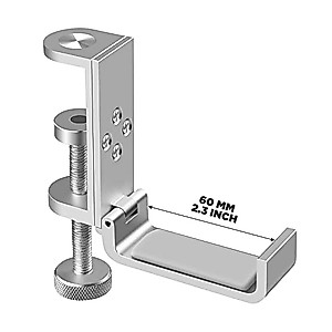 aplslpa Foldable Headphone Stand Hanger Holder Aluminum Headphone Clamp Hook Under Desk, Save Space Headphone Hanger Holder for Universal Headphones (Platinum Silver)
