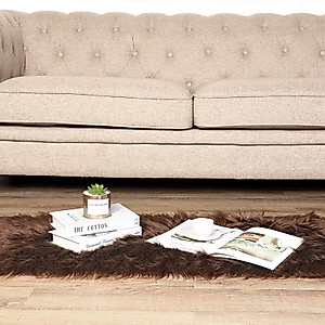 Tatuo Faux Fur Fabric Christmas Fluffy Fuzzy Craft Fake Fur Cuts Shaggy Synthetic Plush Patch Sewing DIY Winter Halloween Costume Gnome Beard Miniature Dolls Rugs Mats Gift(Brown,60 x 18 Inch)