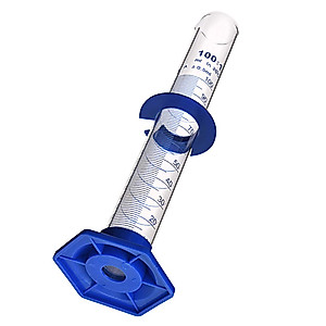 Thick Glass Graduated Cylinder Measuring Liquid Lab Cylinders with Anti-Falling Plastic Base and Bumper Guards and Cylinder Brush (Glass, 100ML)