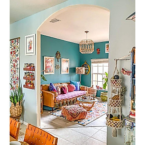 SnugLife Macrame 3 Tier Hanging Basket - Space Saving Hanging Fruit Basket for Kitchen or Decorative Boho Decor Hanging Plant Holder - Use for Produce Baskets, Indoor Planter Hangers, 42 Inches Beige