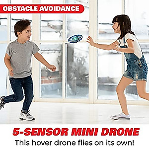 Force1 Scoot Hand Operated Drone for Kids or Adults - Hands Free Motion Sensor Mini Drone, Easy Indoor Small UFO Toy Flying Ball Drone Toy for Boys and Girls (Blue)
