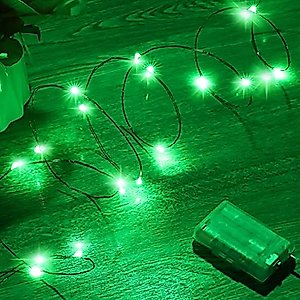 Mikasol Fairy Lights Battery Operated, 1 Pack Mini 3*AAA Battery Powered Copper Wire Led Starry String Lights Firefly Lights for Bedroom, Christmas, Parties, Decoration (5m/16ft Green)